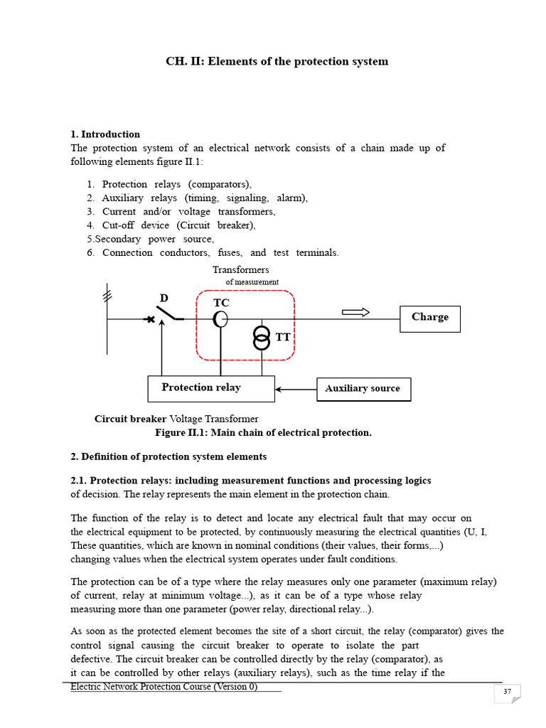 CH. II Elements of The Protection System PDF | PDF | Transformer | Relay