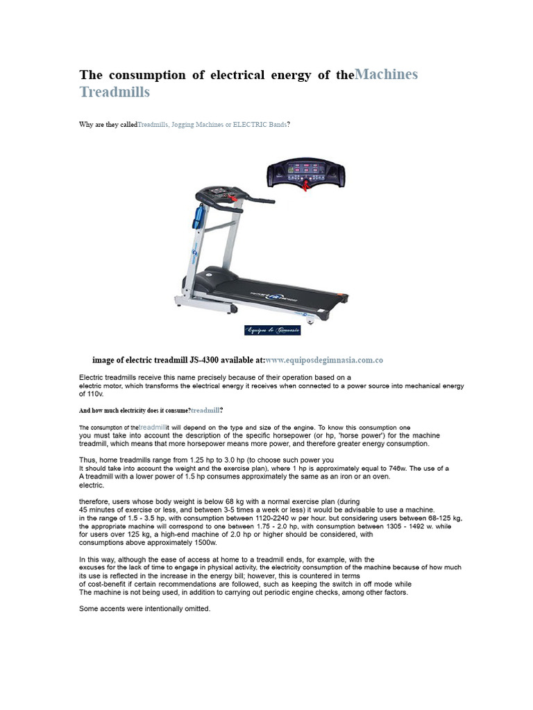 Treadmill Electricity Consumption Guide | PDF | Horsepower | Treadmill