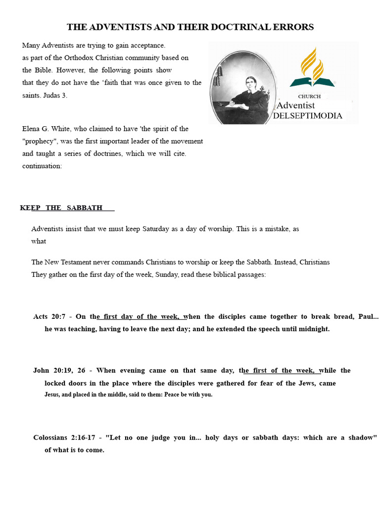 The Adventists and Their Doctrinal Errors Part 1 | PDF | Salvation ...