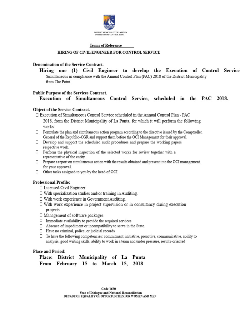 Terms of Reference Engineer | PDF | Government | Justice