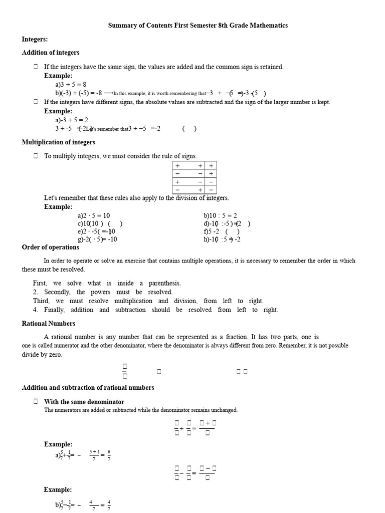 Eighth Grade Subject | PDF | Decimal | Numbers