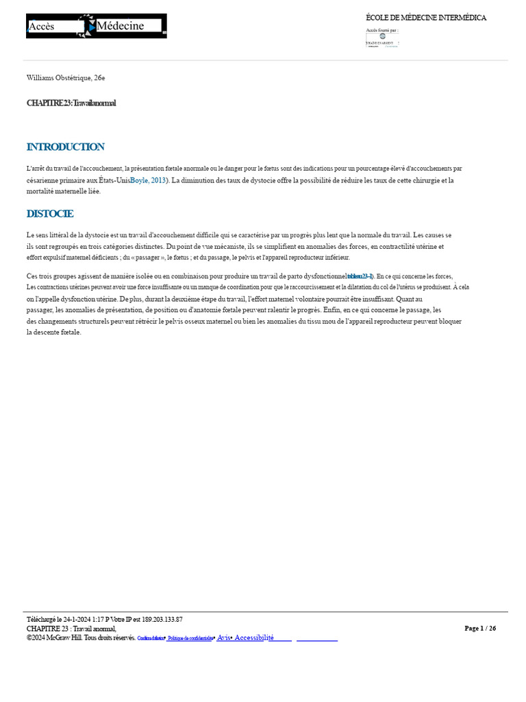Causes et gestion de la dystocie obstétricale | PDF | Accouchement ...
