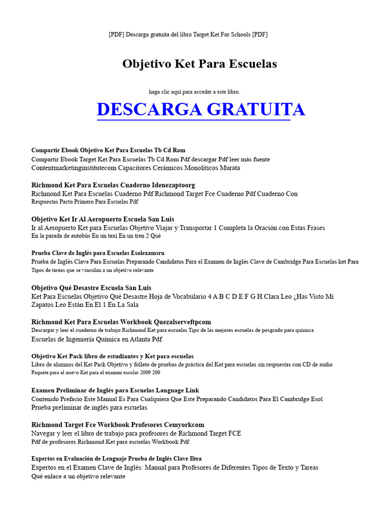Objetivo Ket para Escuelas | PDF | Sistema internacional de pruebas de ...