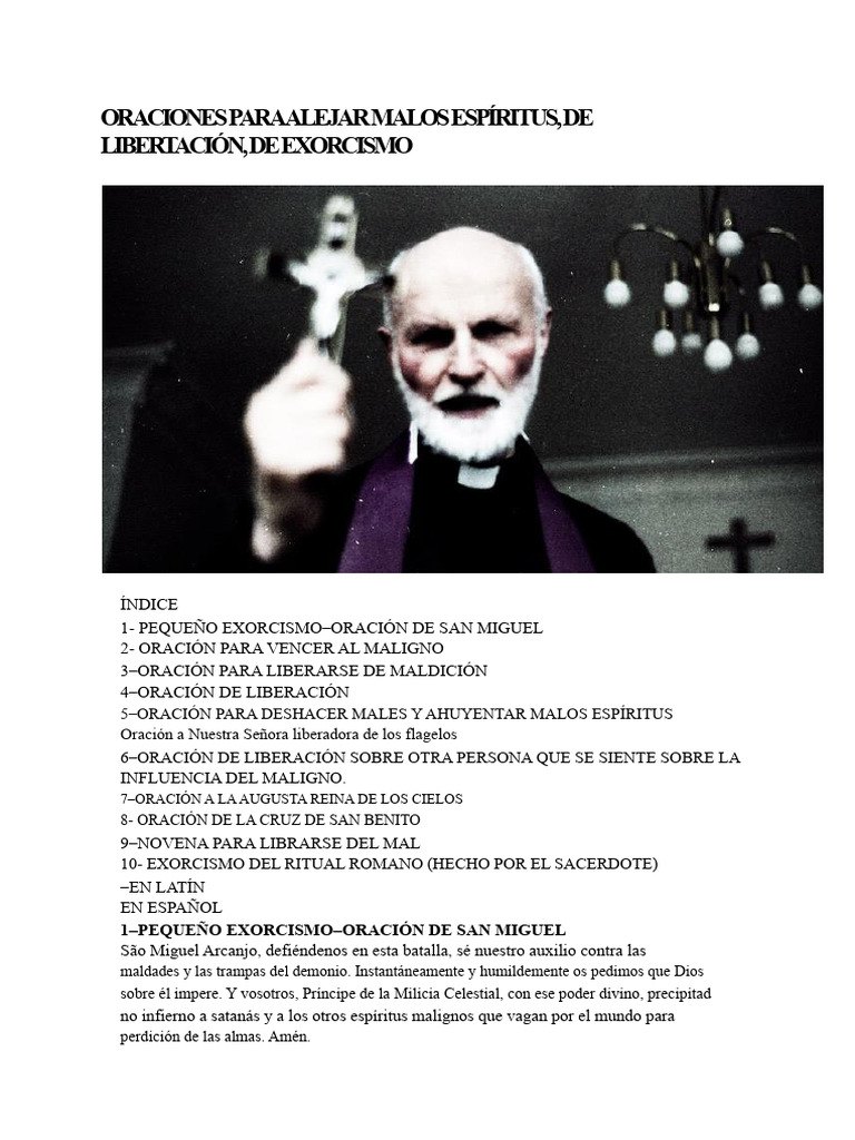 Oraciones para Alejar Malos Espíritus | PDF | Exorcismo | Demonios