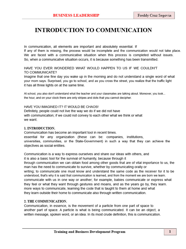 Introduction To Communication | PDF | Communication | Interpersonal ...