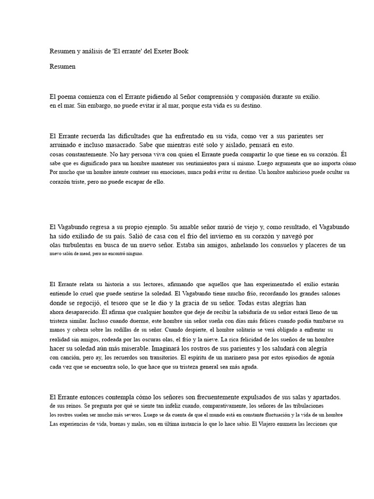 Análisis del poema "El Errante" del Exeter Book | PDF | Sabiduría