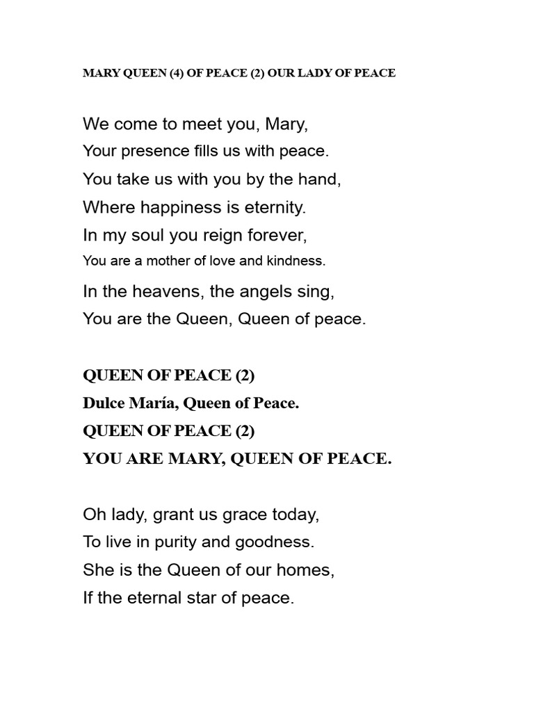 Mary, Queen of Peace: A Prayer | PDF