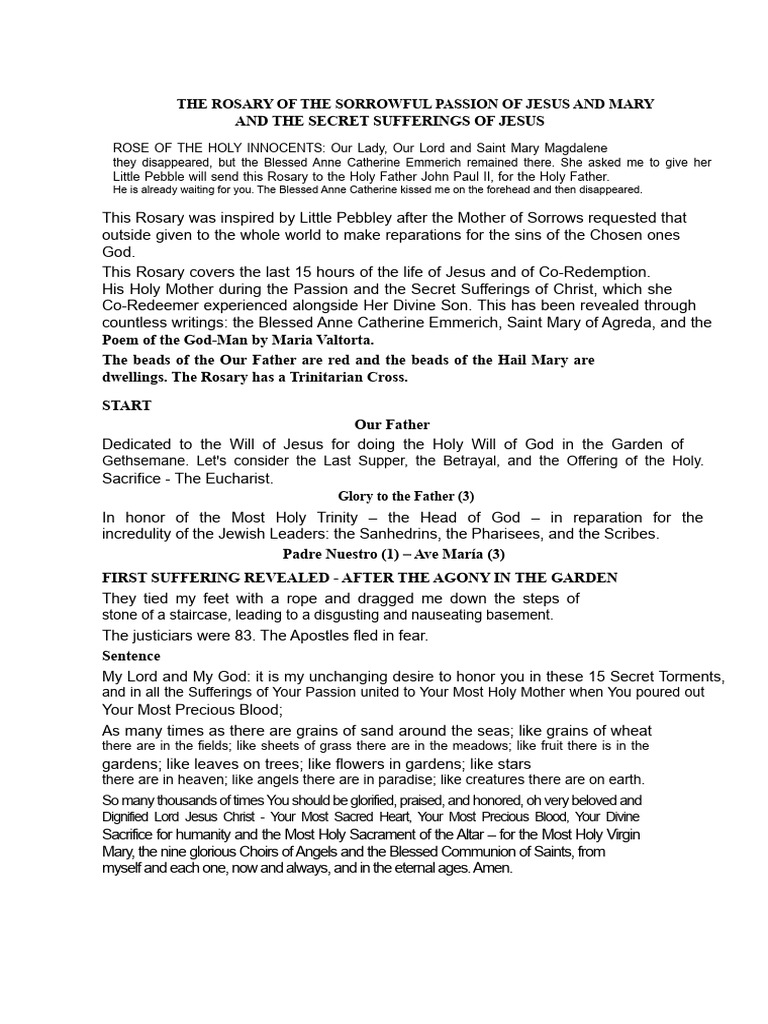 Sorrowful Passion Rosary Guide | PDF | Rosary | Mary, Mother Of Jesus