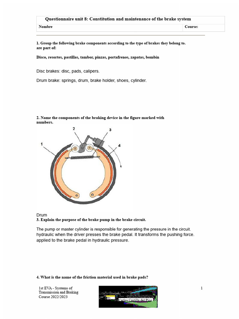 TOPIC 8 STF Questionnaire | PDF | Brake | Transportation Engineering