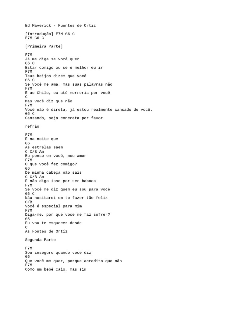 Letra e Acordes de "Fuentes de Ortiz" | PDF