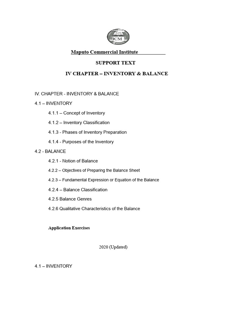 Inventory and Balance | PDF | Balance Sheet | Equity (Finance)