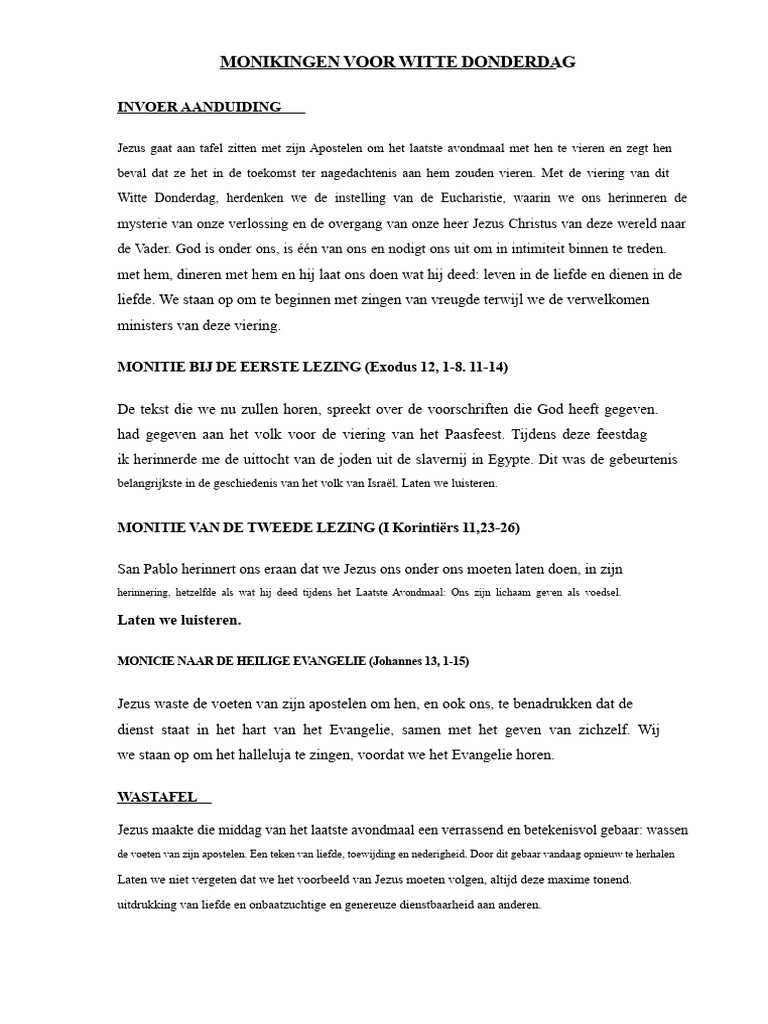 Aankondigingen Voor Witte Donderdag | PDF