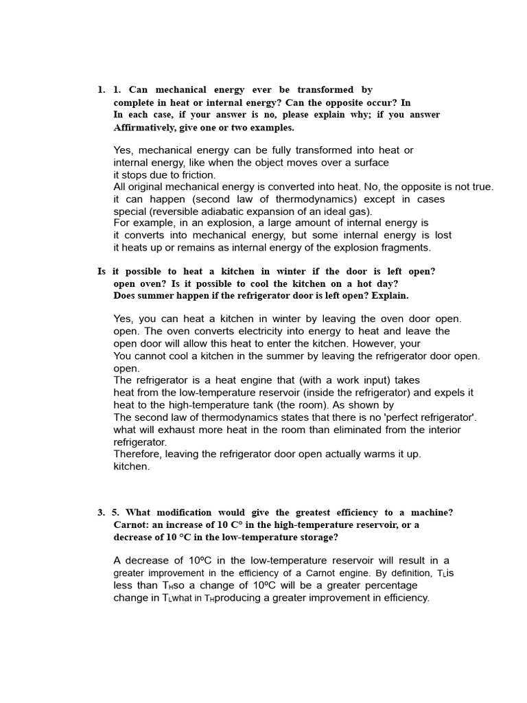 Thermodynamics Exercises | PDF | Heat | Entropy