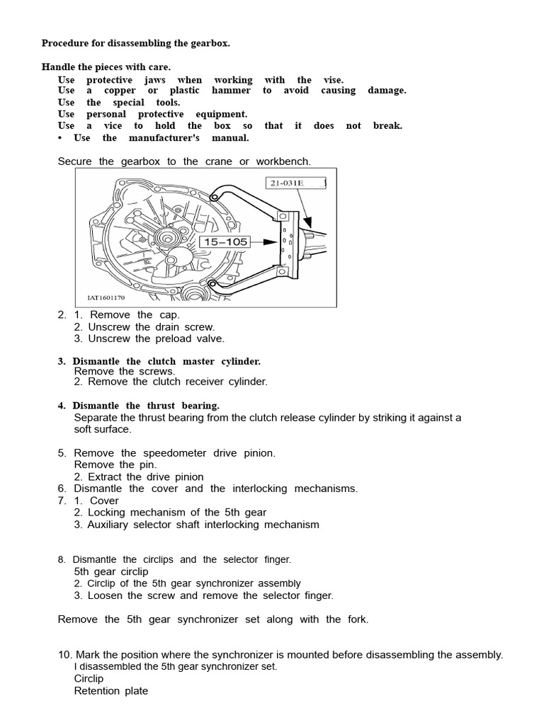 Step-by-Step Gearbox Disassembly Guide | PDF | Manual Transmission | Axle