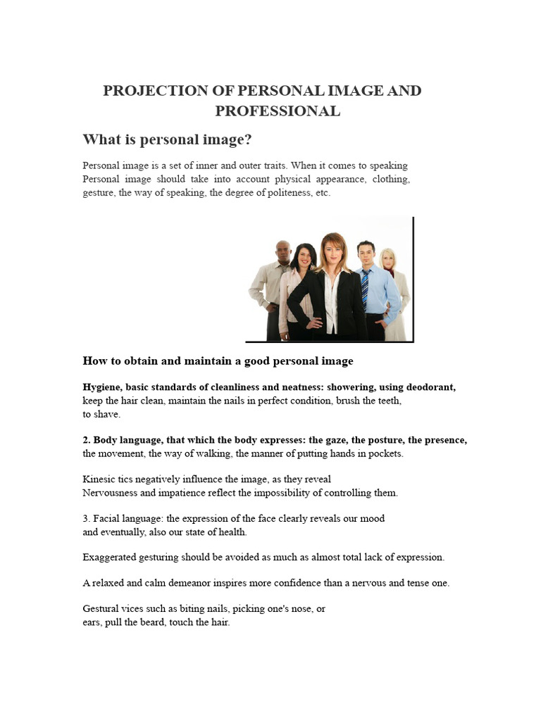 Projection of Personal and Professional Image | PDF | Body Language ...