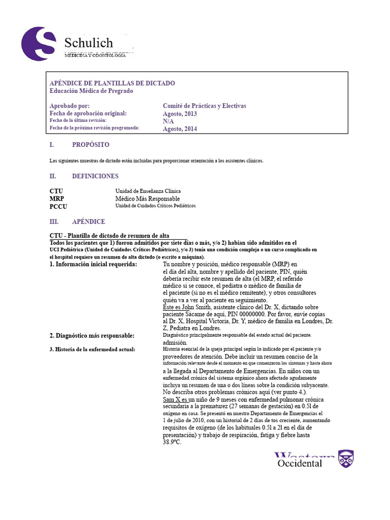 Plantillas de Dictado Médico Pediátrico | PDF | Trastorno mental ...