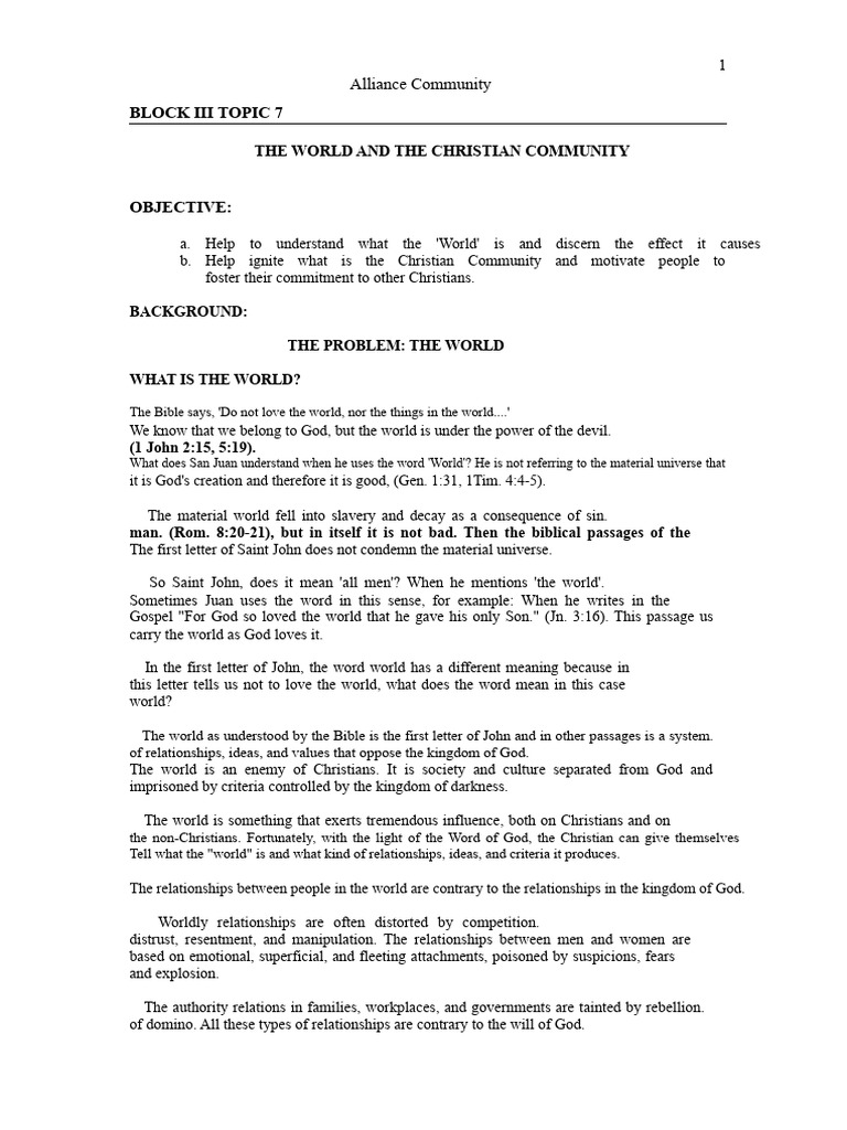 07 The World and The Christian Community | PDF | Love | God