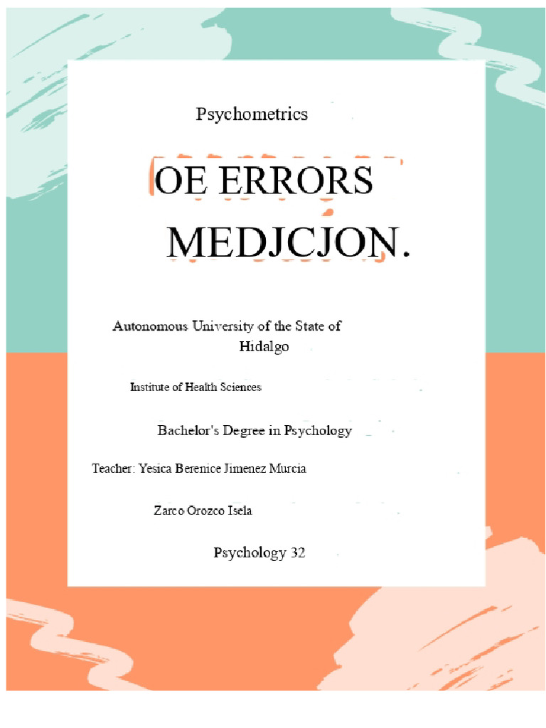 Psychometrics - Measurement Errors | PDF | Observational Error | Measurement