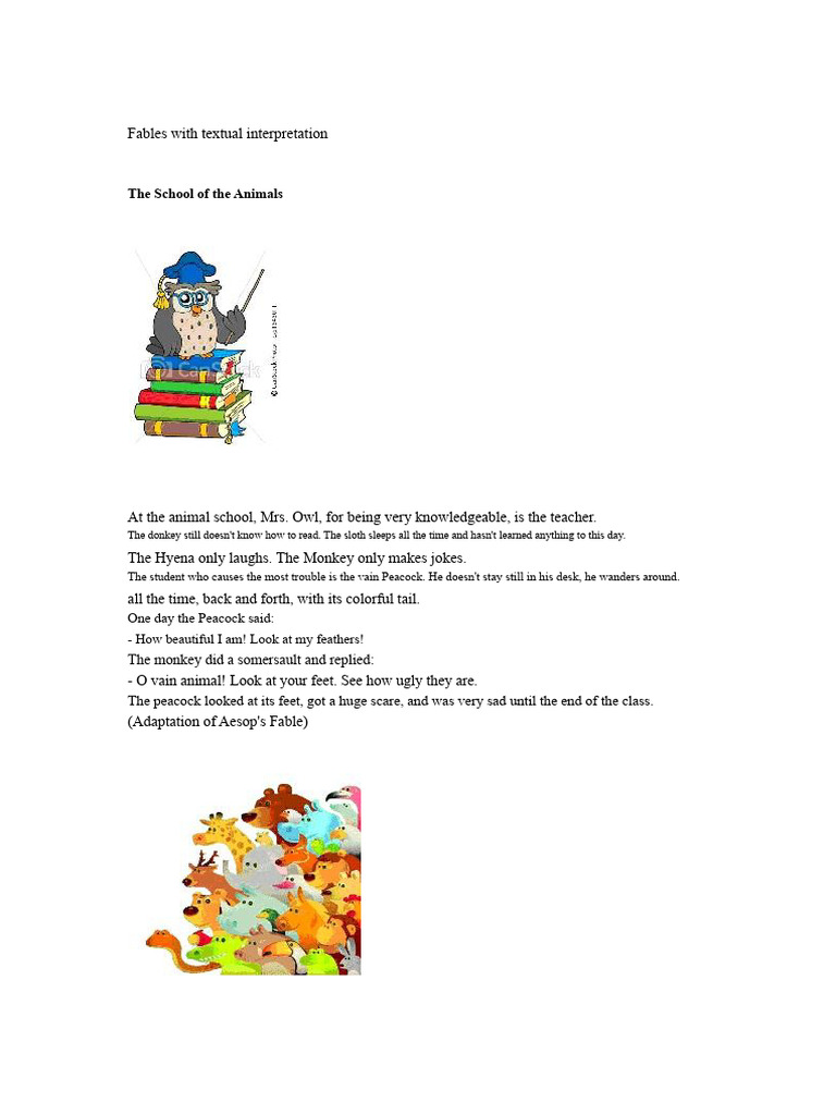 Fables With Textual Interpretation | PDF | Fable | Narrative