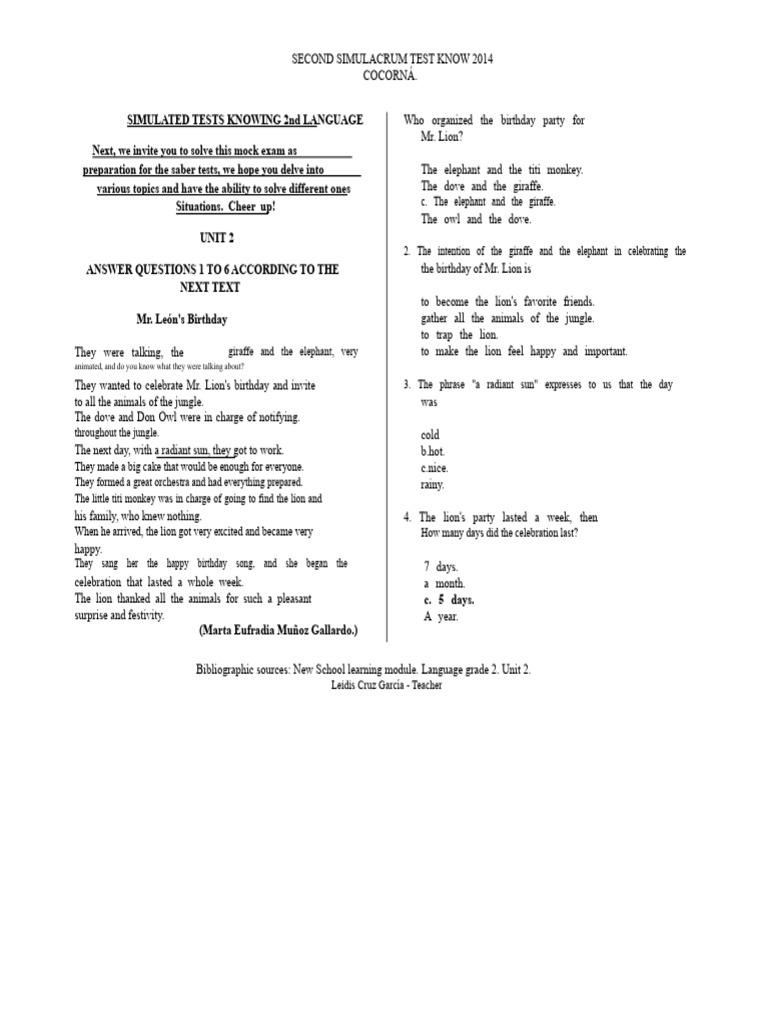 Second Language Mock Exam 2014 | PDF | Human Communication | Linguistics
