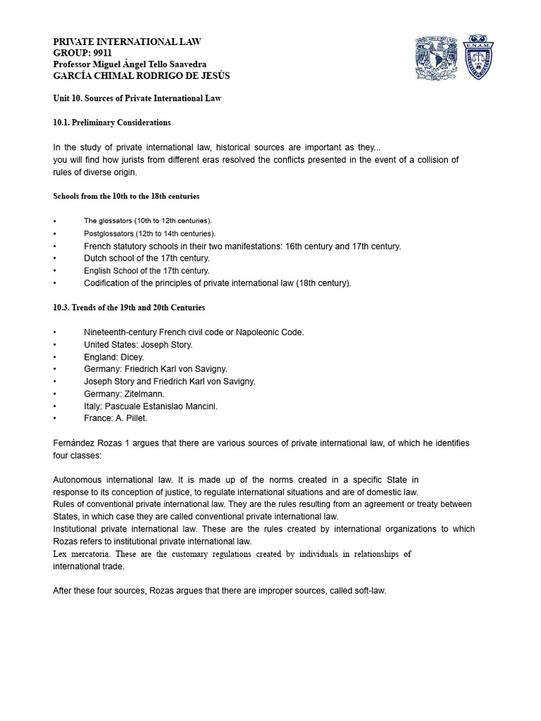 Sources of Private International Law | PDF | International Law | Comity