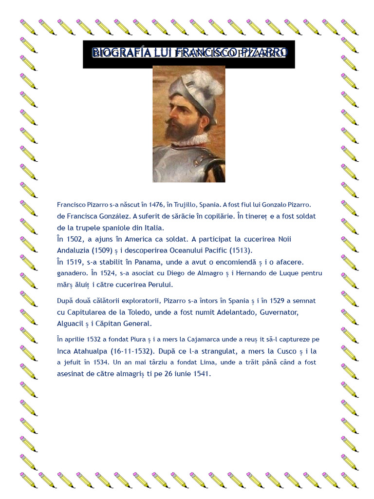 Biografia Lui Francisco Pizarro | PDF