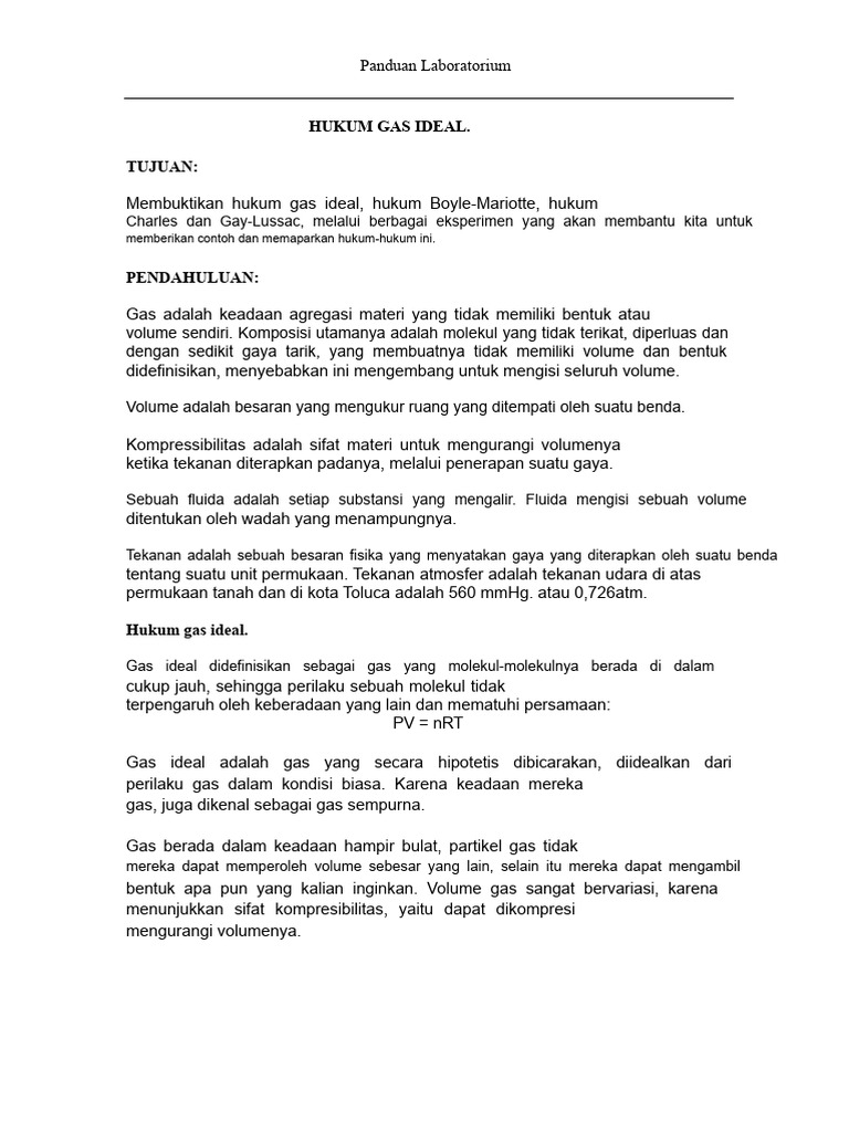 Laboratorium Hukum Gas Ideal | PDF