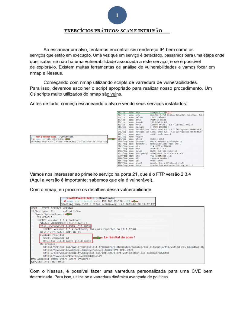 Exercícios Práticos. Escaneamento de Intrusão | PDF | Rede de computadores | Informática