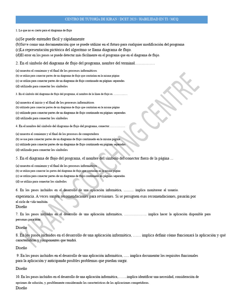Preguntas de opción múltiple sobre TI 2023 | PDF | Computación en la ...