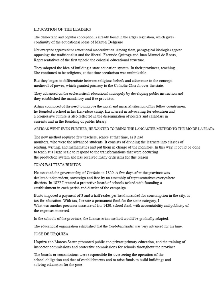 Education of The Caudillos | PDF