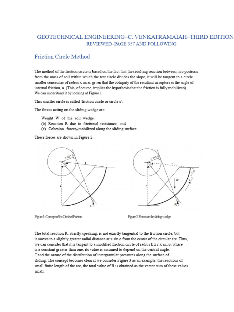 Friction Circle - Slope Stability PDF | PDF | Circle | Force