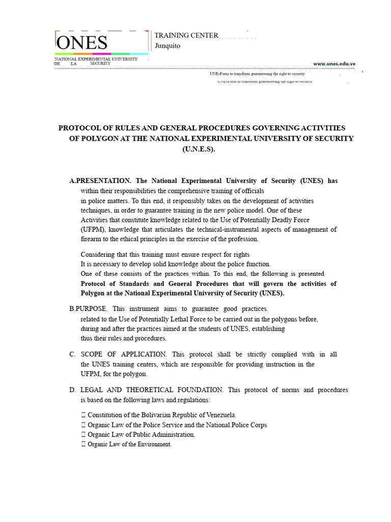 Protocol of Standards and Procedures Polygon | PDF | Logistics | Ammunition