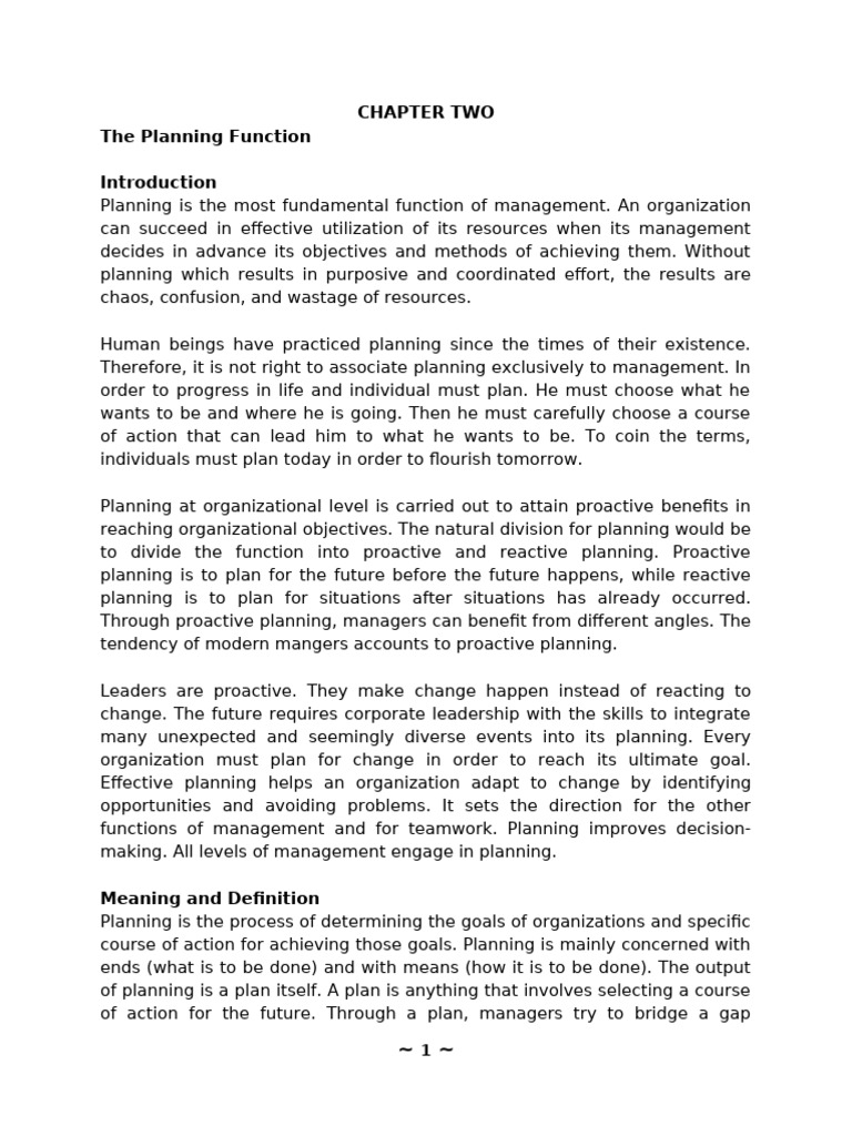 Chapter MGT - II Planning | PDF | Goal | Swot Analysis