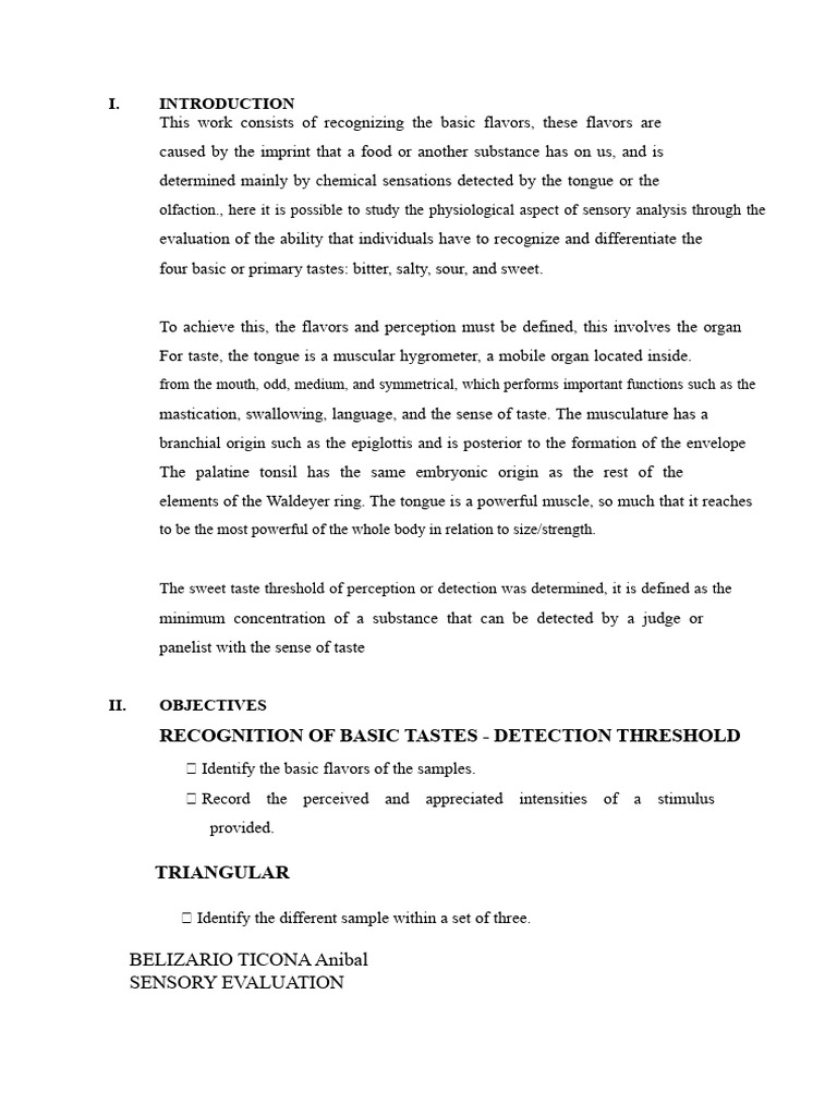 Sensory Analysis | PDF | Taste | Perception