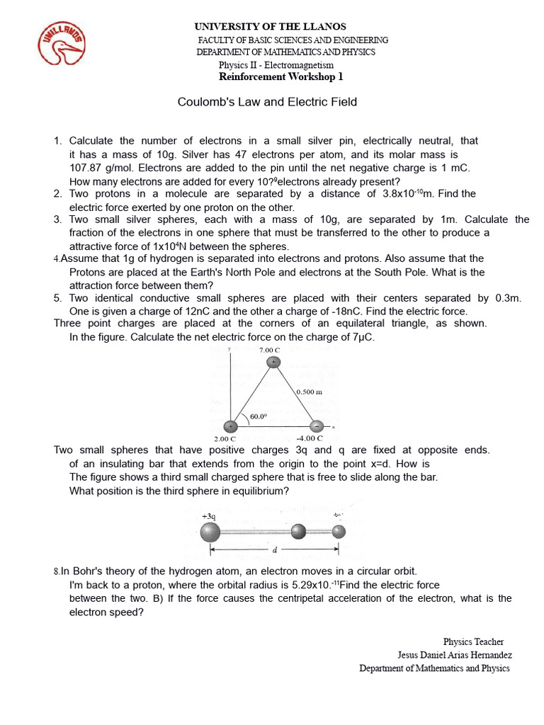 Reinforcement Workshop 1 PDF | PDF | Force | Electric Field