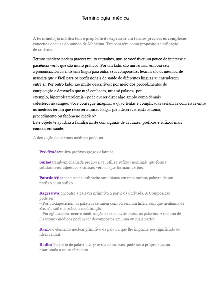 Guia Prático de Terminologia Médica | PDF | Palavra | Substantivo