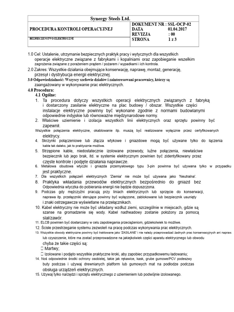 OCP 02 Bezpieczeństwo Elektryczne | PDF