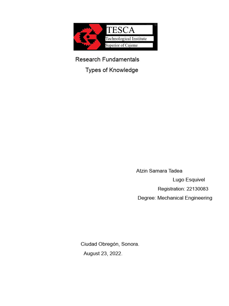 Types of Knowledge | PDF | Knowledge | Experience