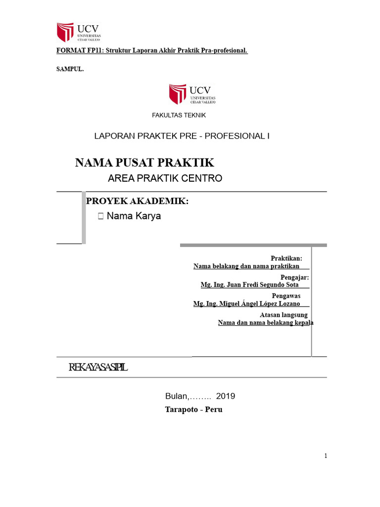 Format FP11 - Struktur Laporan Akhir Praktik | PDF