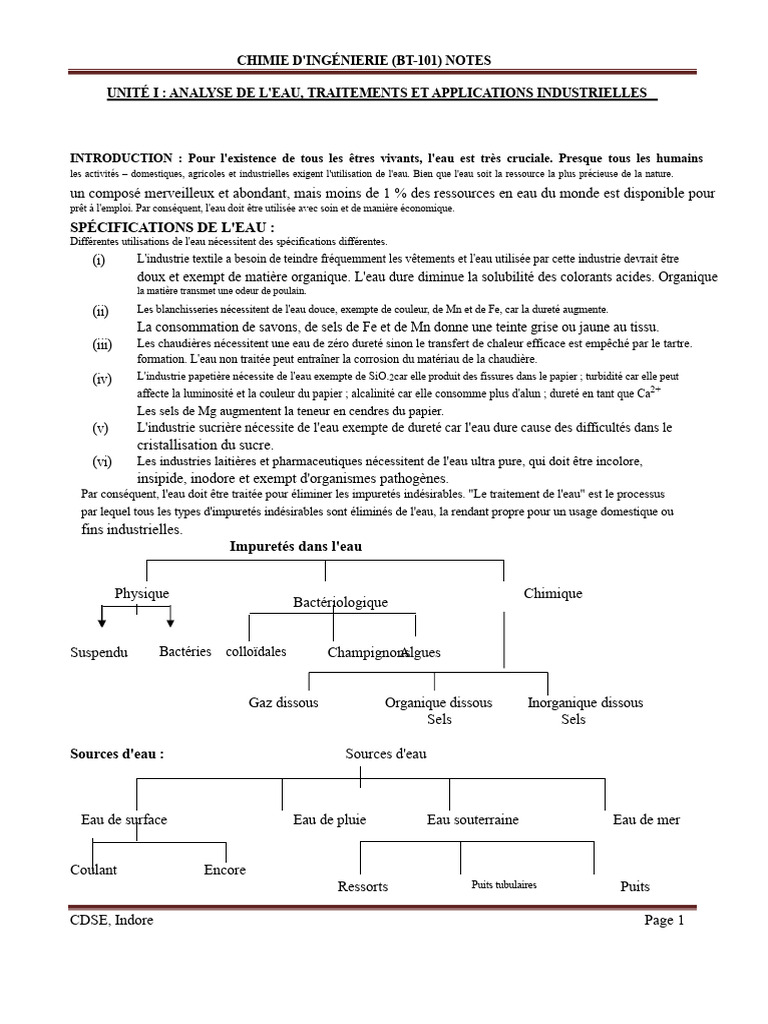 Notes D'ingénierie Chimique Unité 1 RGPV | PDF | Acide ...