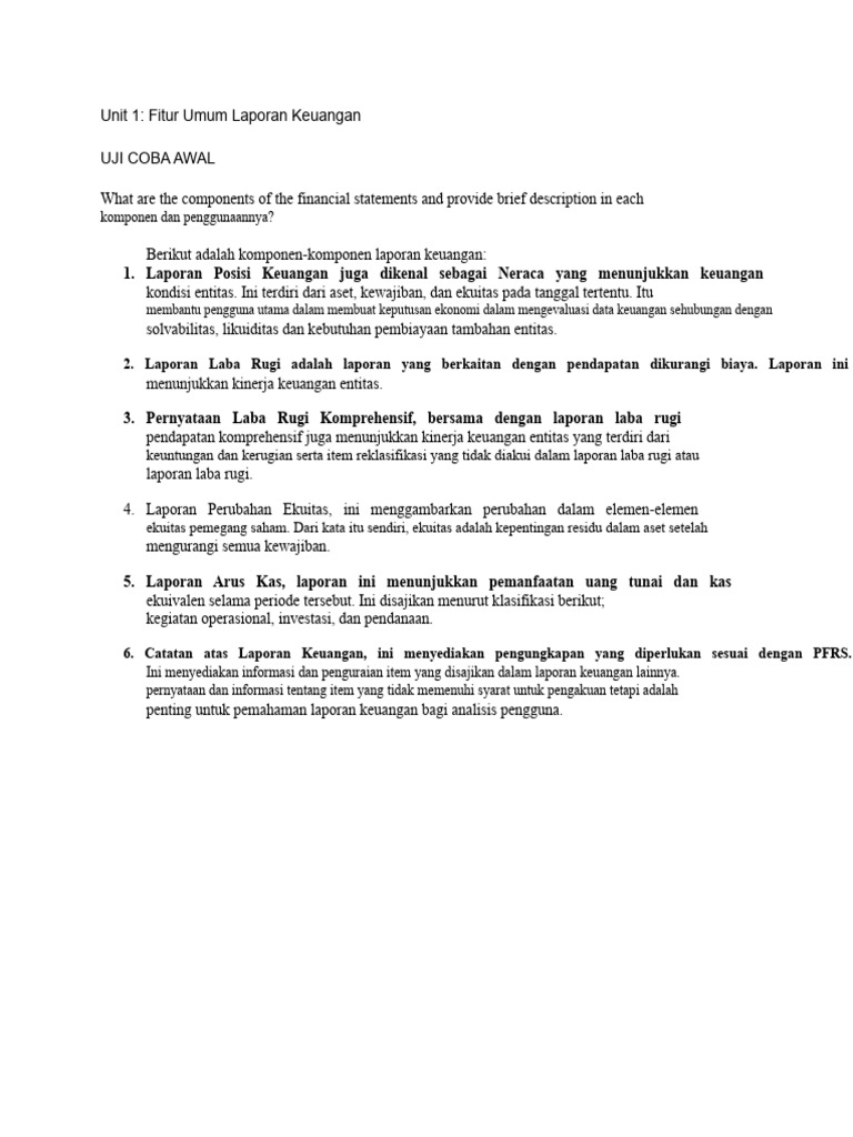 Jamolod - Unit 1 - Fitur Umum Laporan Keuangan | PDF