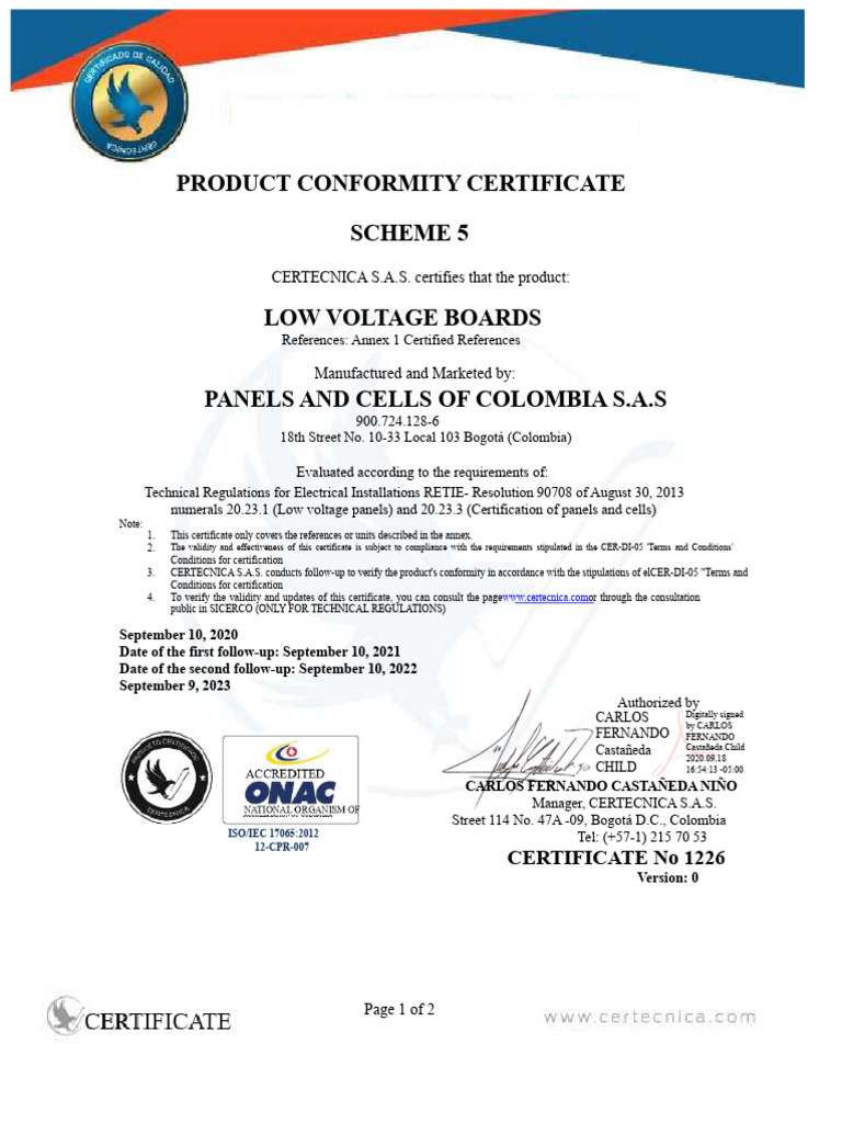 RETIE Certification for Low Voltage Boards | PDF | Alternating Current ...