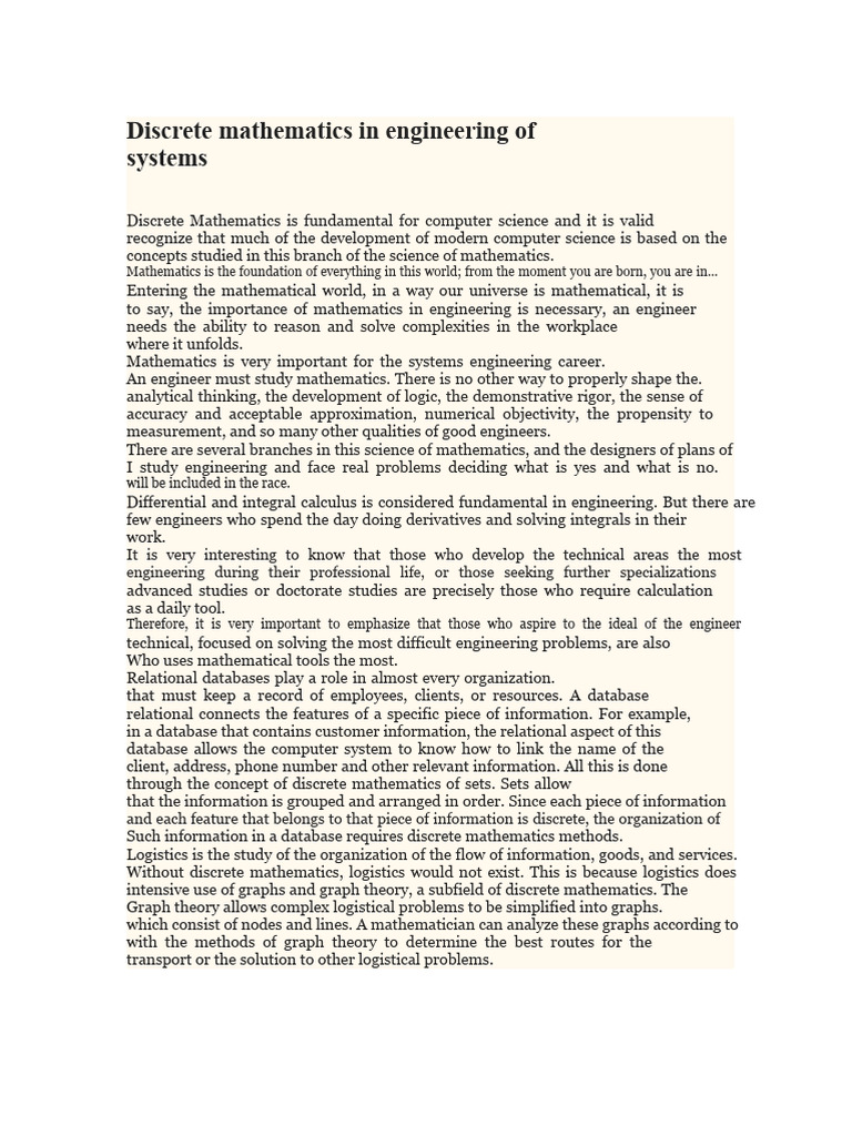 Discrete Mathematics in Systems Engineering | PDF | Mathematics ...