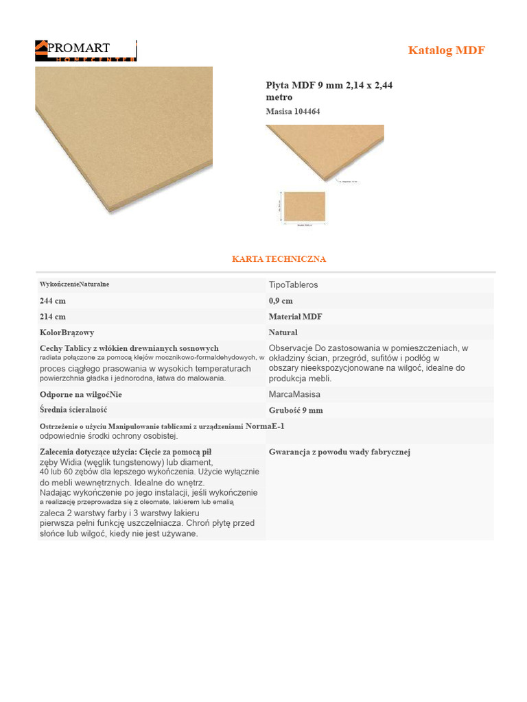 Dane Techniczne MDF | PDF
