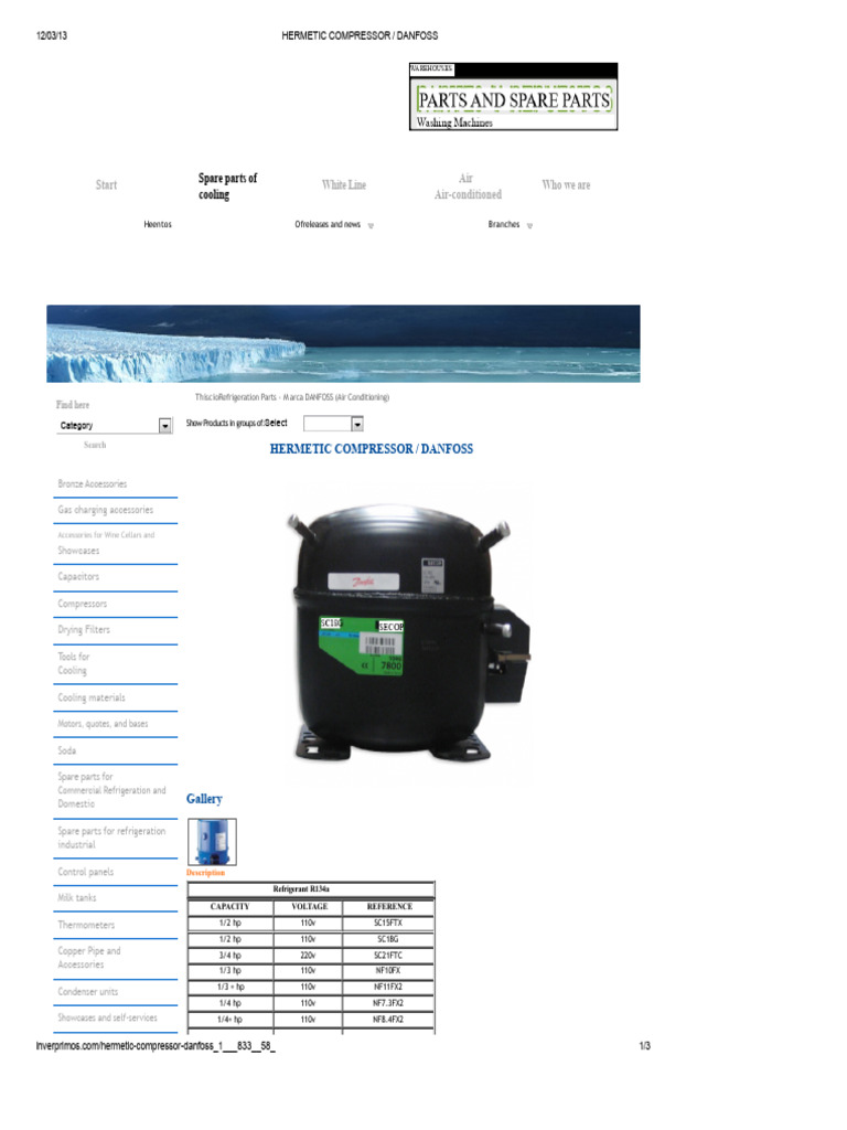 Danfoss 1/3 HP Compressor Specs | PDF | Mains Electricity | Electrical ...