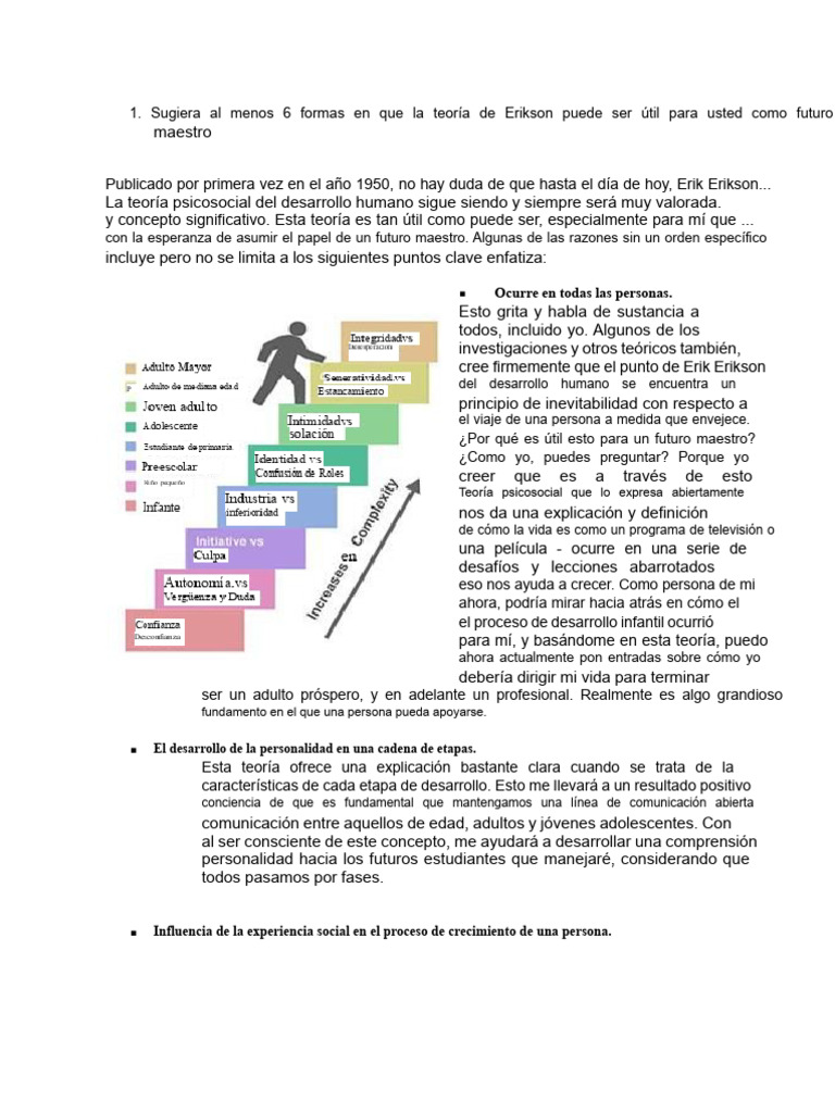 6 Maneras en Que La Teoría de Erikson Es Útil | PDF | Adultos | Teoría