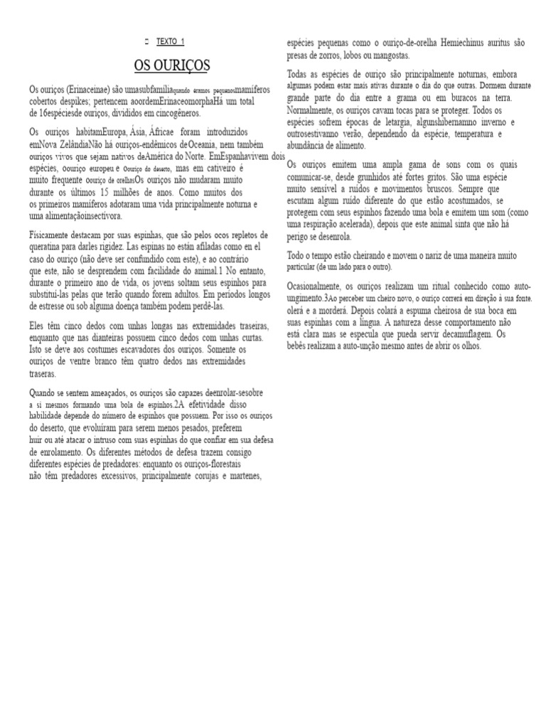 OS OURIÇOS. A Imolação Pela Beleza (Marco Denevi) | PDF | Mamíferos