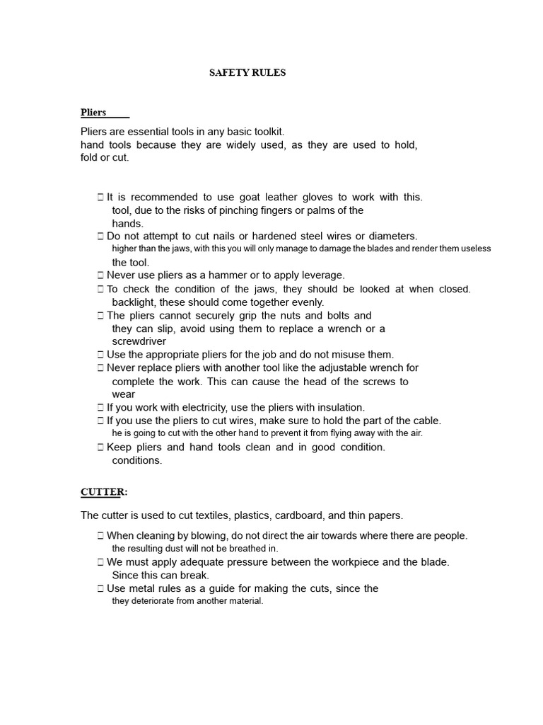 Safety Rules | PDF | Pencil | Knife