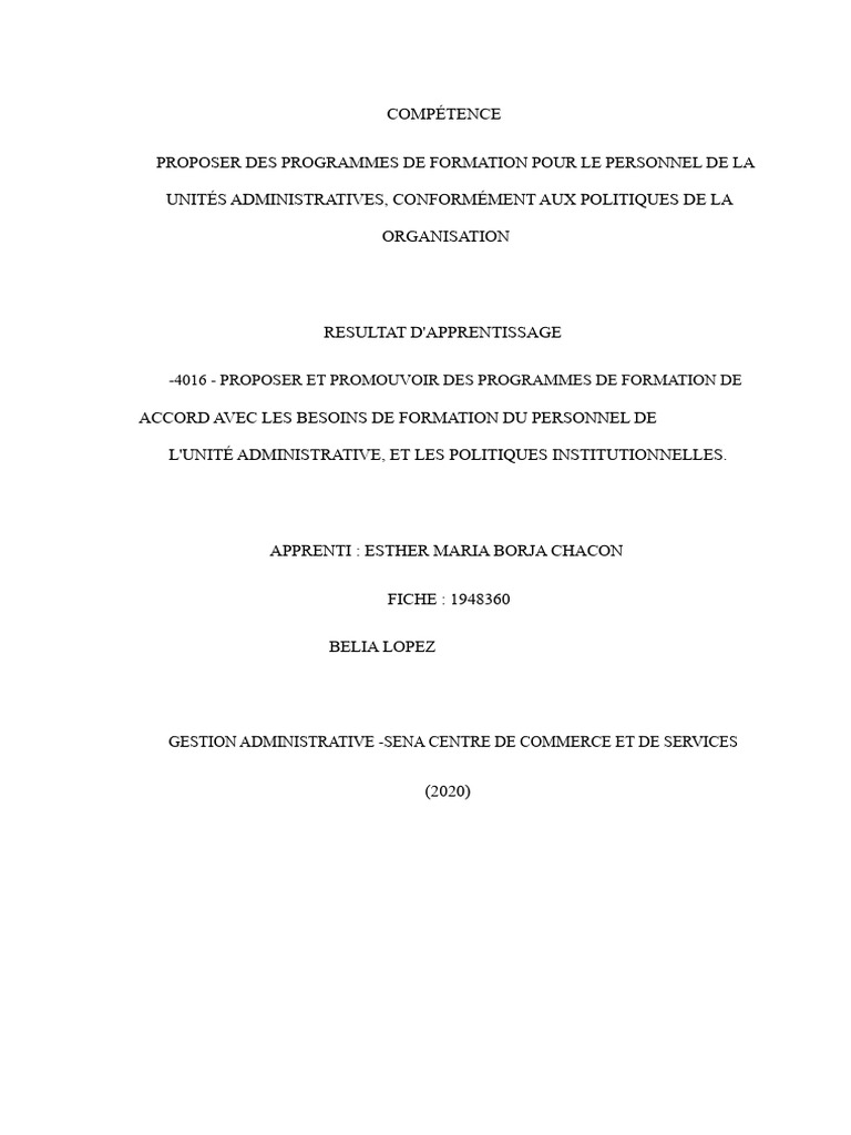Formation du personnel en gestion administrative | PDF | Gestion des ...
