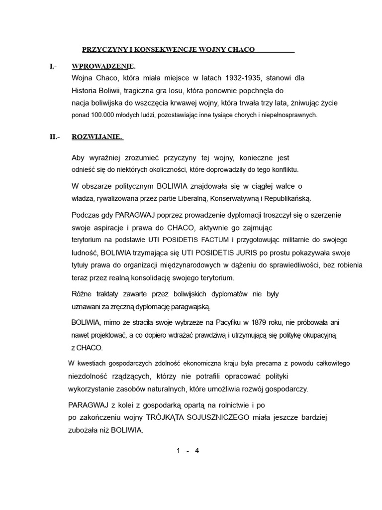 Przyczyny I Skutki Wojny o Chaco | PDF